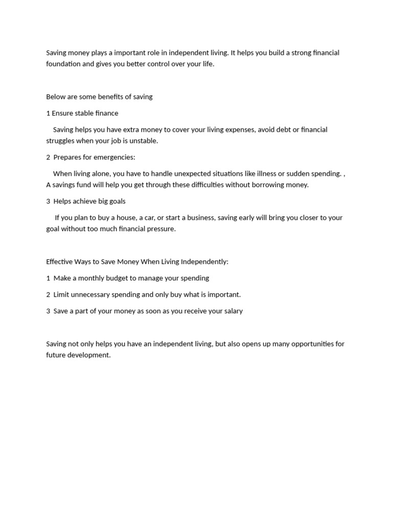 Saving Money | PDF