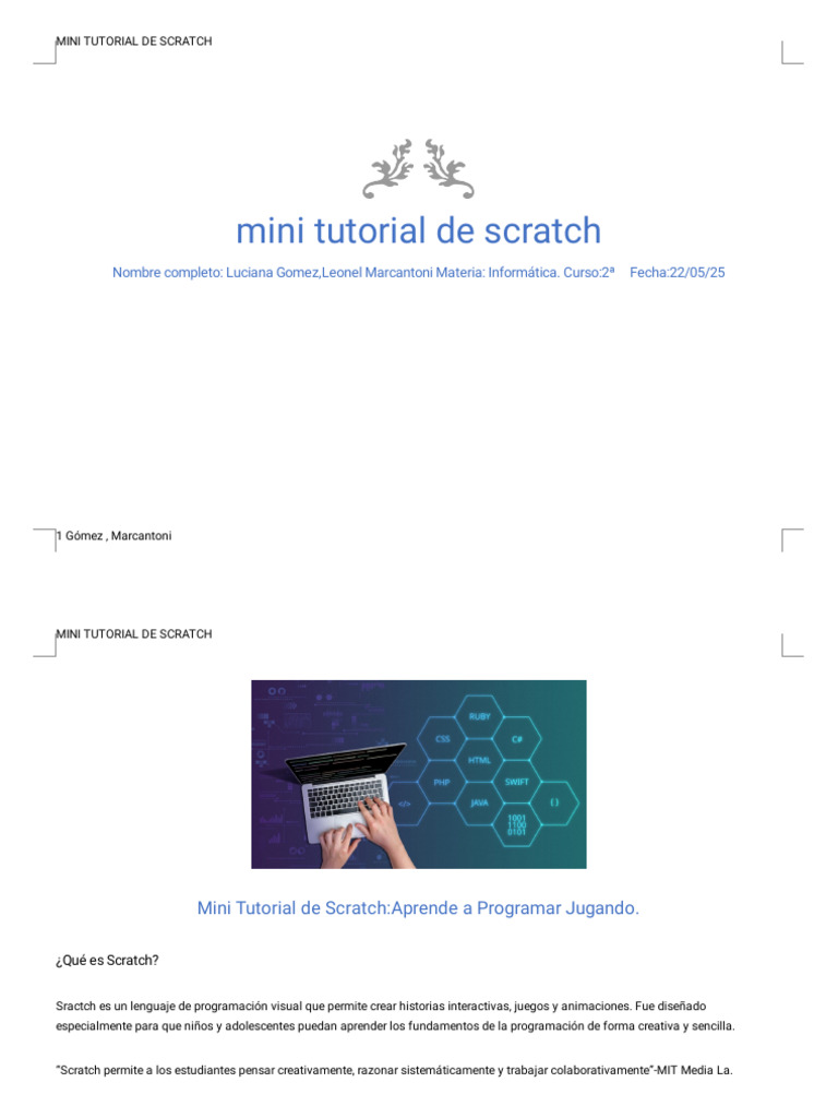 Mini Tutorial de ScratchLuciana Gomez y Leonel Marcantoni | PDF ...