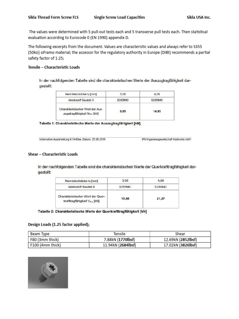 Sikla FLS Single Screw Performance Data Sheet | PDF