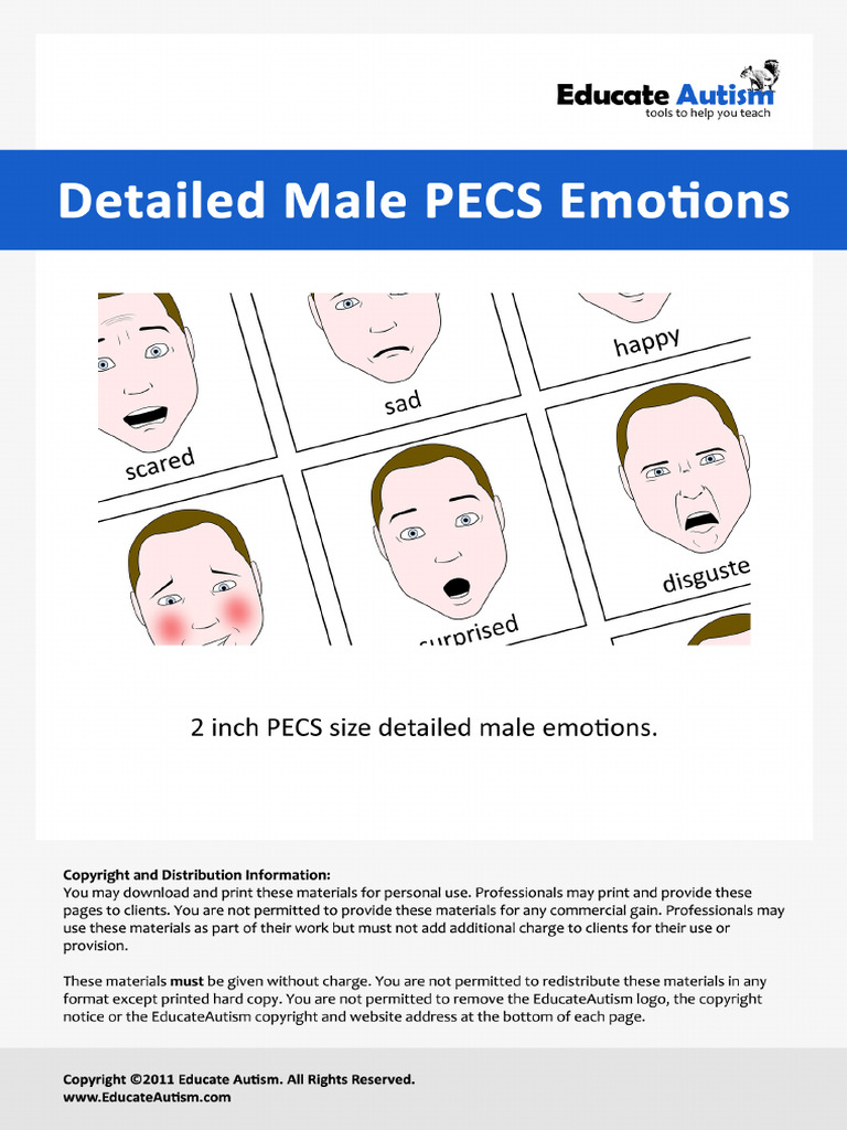 Detailed Male Faces PECS - Educate Autism | PDF
