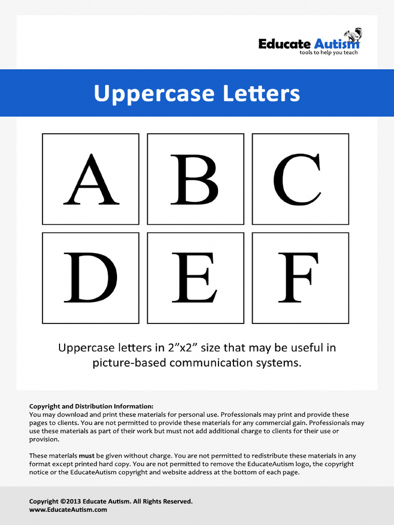 Picture Cards Uppercase Letters - Educate Autism | PDF