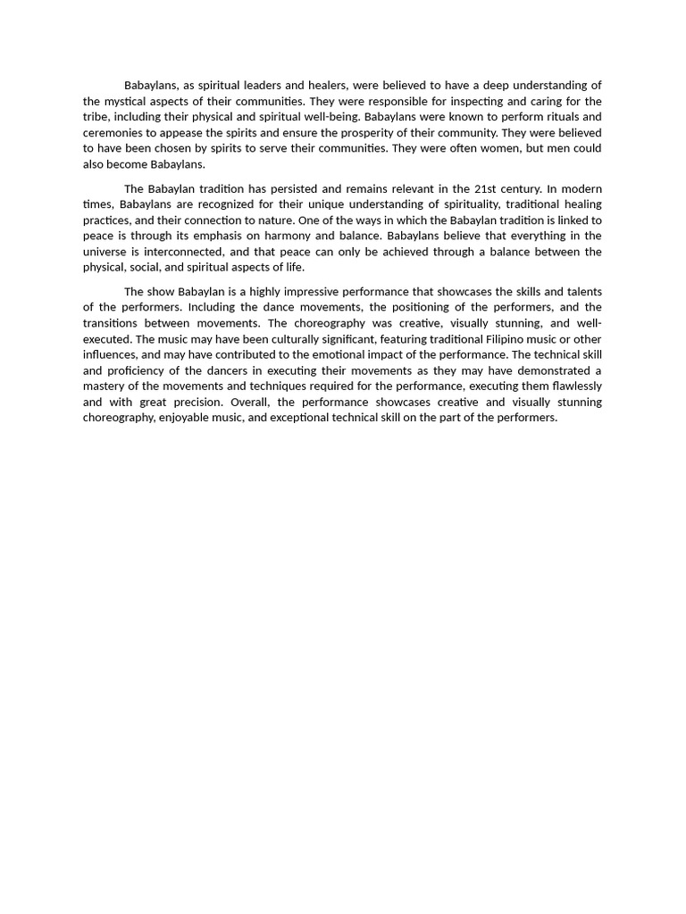 Babaylan Tradition: Spiritual Leaders & Performance | PDF