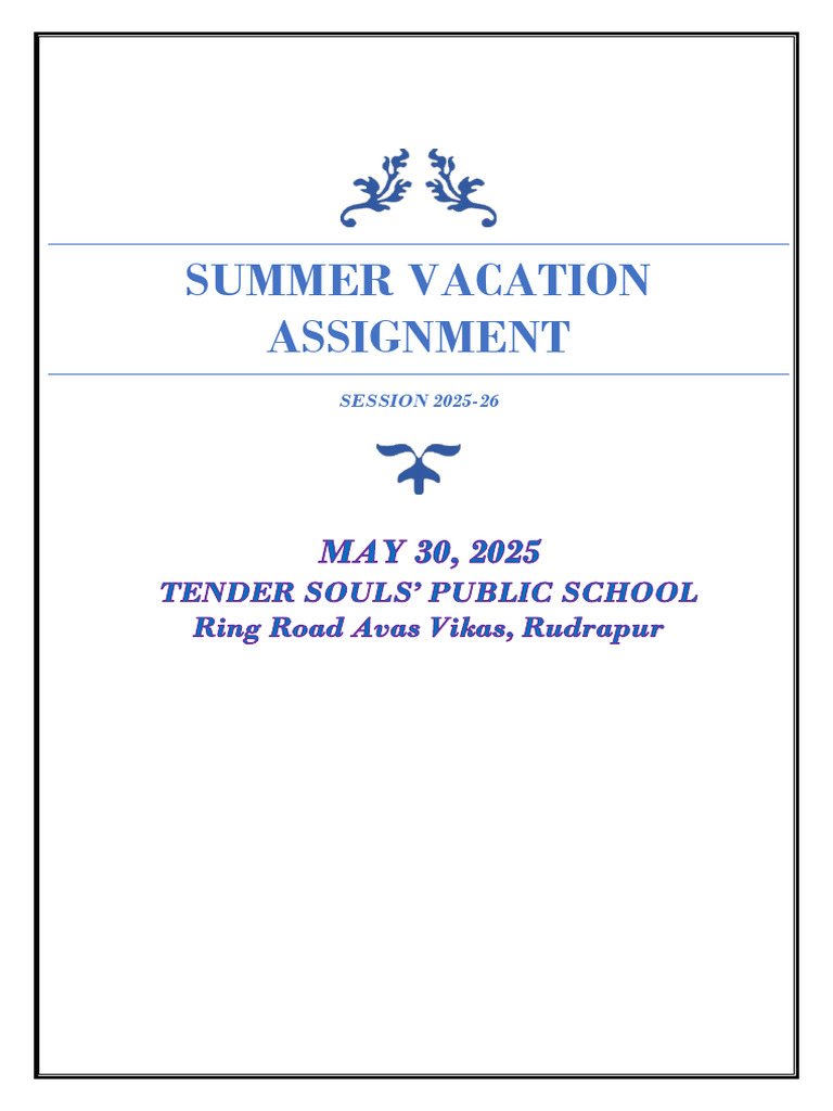 Summer Assignment 25-26 Class Ukg | PDF