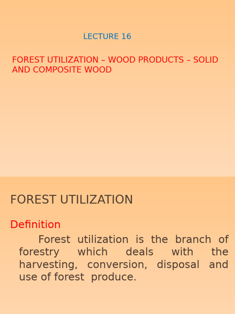 Lect. 16. Forest Utilization - Wood Products - Solid Wood and Composite Wood. | PDF | Wood | Plywood