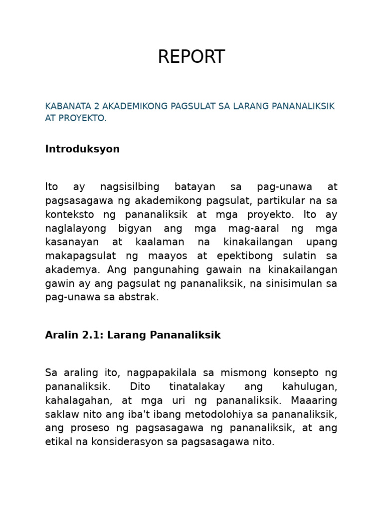 Filipino Report | PDF