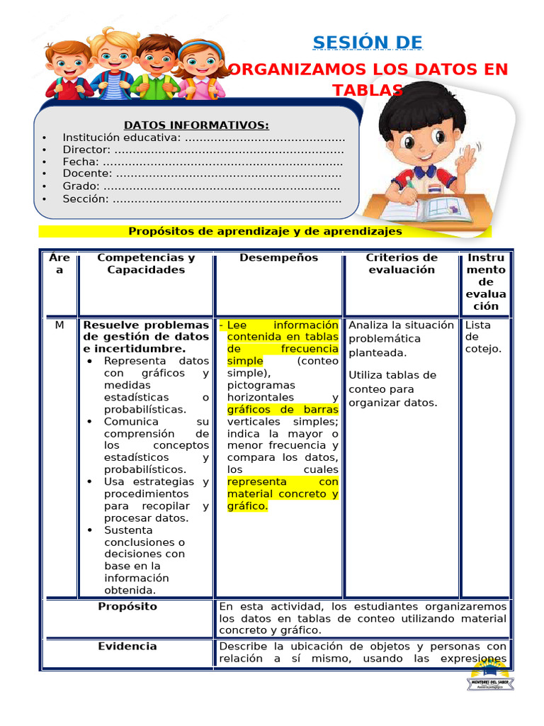 2° Sesión Día 3 Mat Organizamos Los Datos en Tablas | PDF
