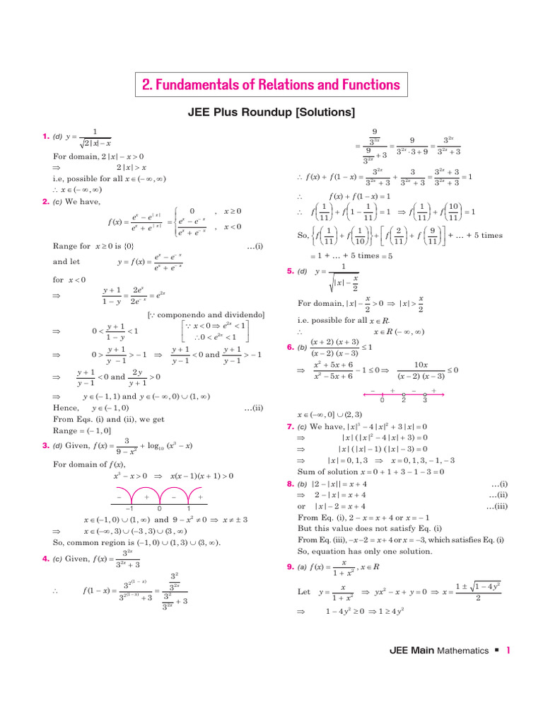 CH.2 Fundamentals of Relations Functions - Solutions | PDF | Mathematics | Mathematical Analysis