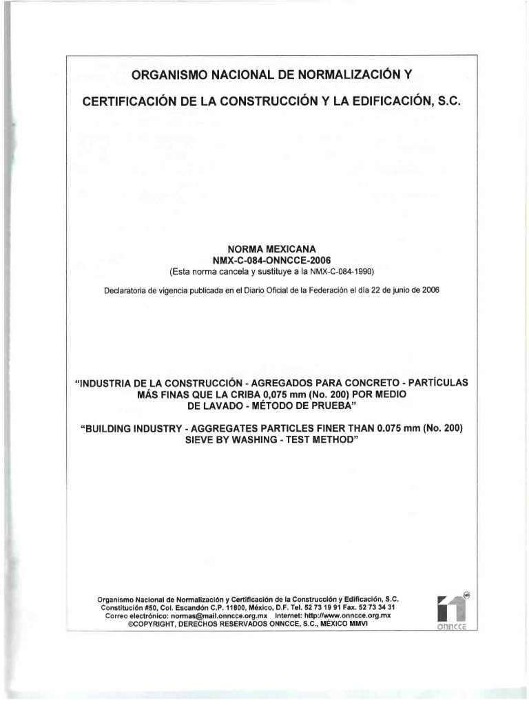 NMX C 084 Onncce 2006 | PDF