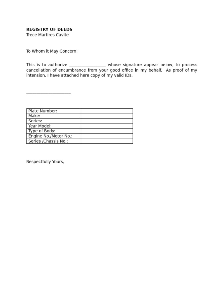 REGISTRY of DEEDS Authorization Letter Final | PDF