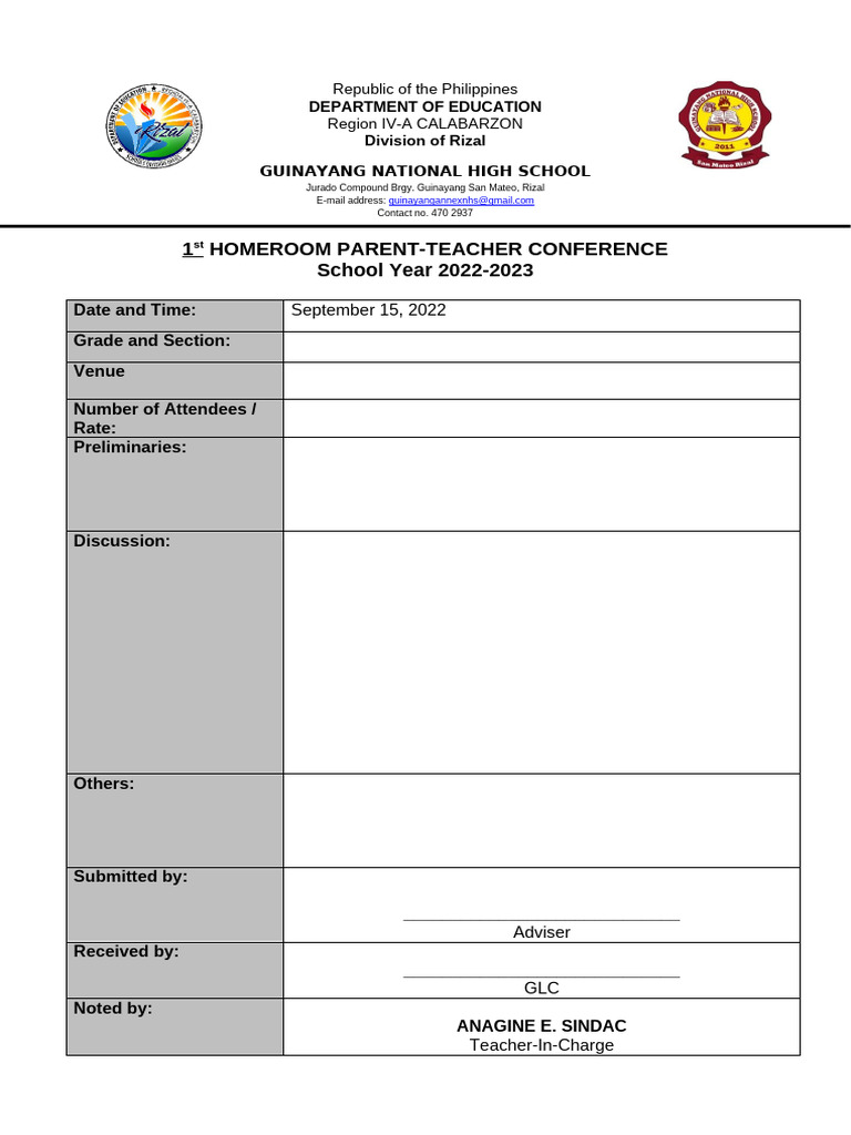 Pta Narrative Report Template | PDF