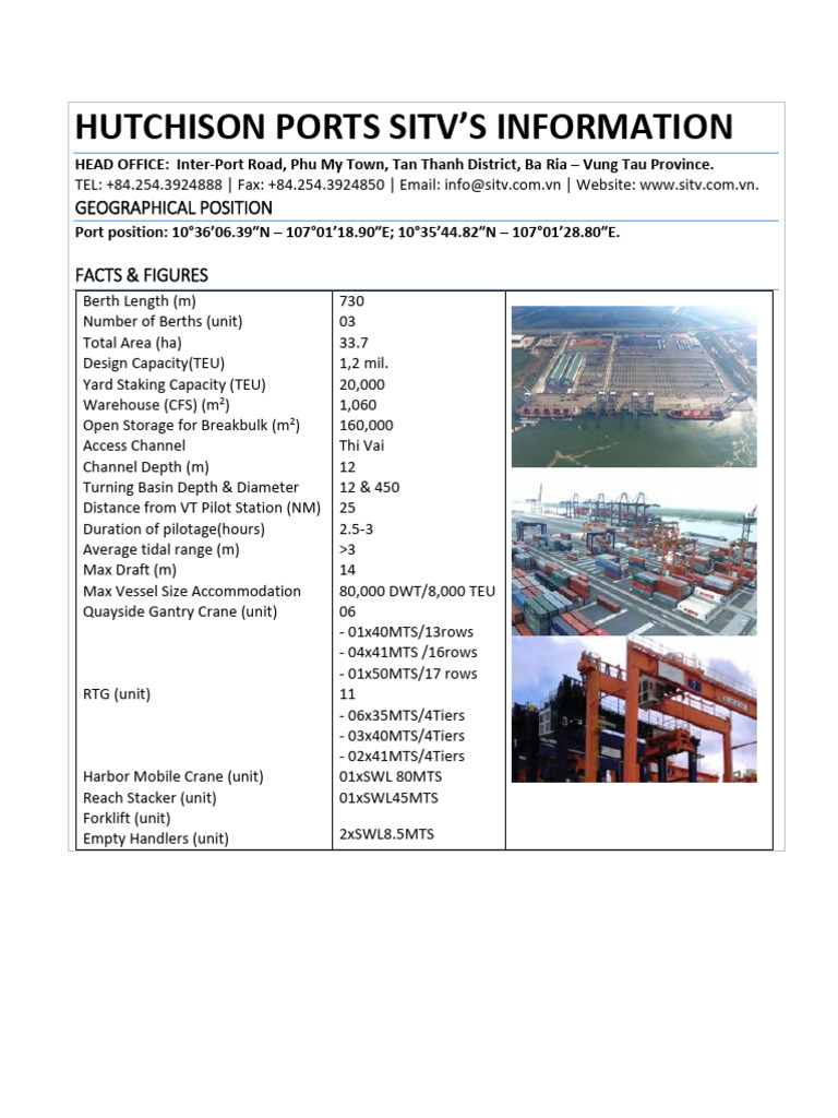 SITV's Port Information Latest 2019. | PDF | Construction Equipment ...