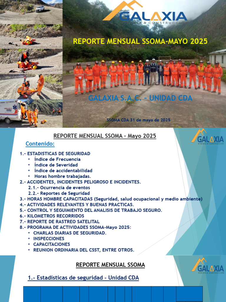 Reporte Mensual SSOMA Mayo 2025 | PDF