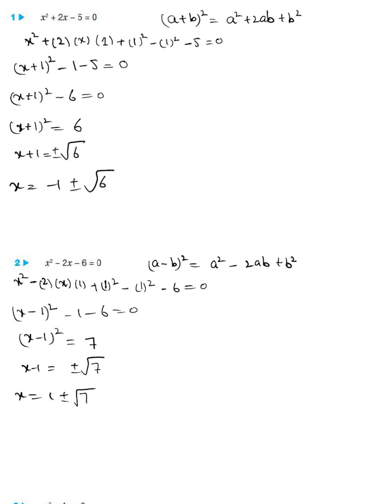 Completing Square Practice Questions | PDF