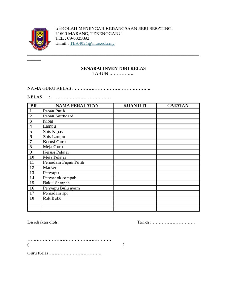 Borang Inventori | PDF