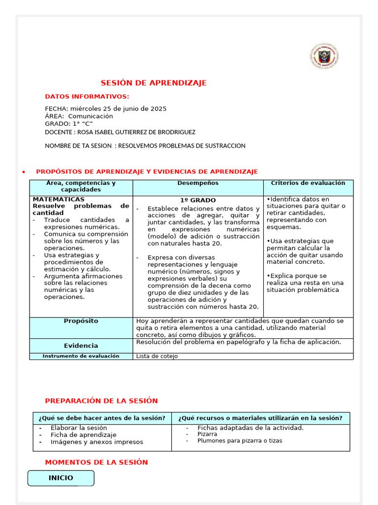 1º U4 s1 Sesion d2 Mat Cuantos Quedan 1 1er Grado | PDF | Aprendizaje ...