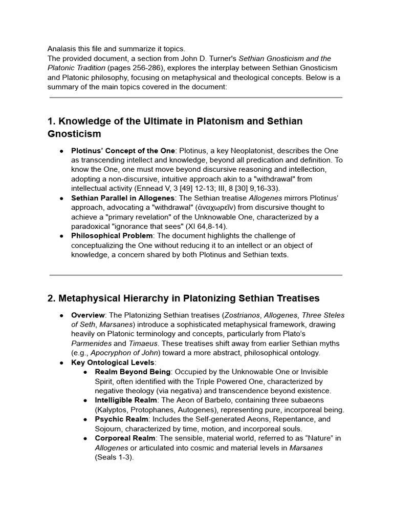 Sethian Gnosticism and Platonic Metaphysics | PDF | Gnosticism ...