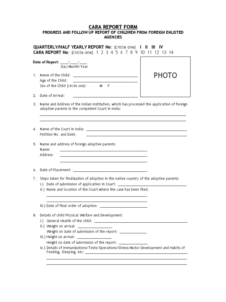 Adoption Progress Report Form | PDF
