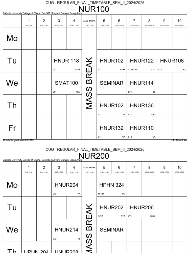 Summer Sonam Regular 2024 2025 Draft Timetable Classes | PDF