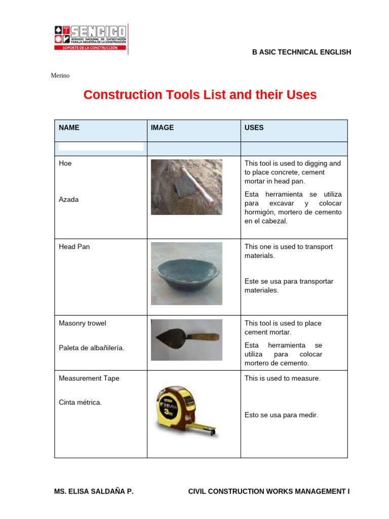 Technical Reading - Construction Tools | PDF | Materiales de construcción | Ingeniería estructural
