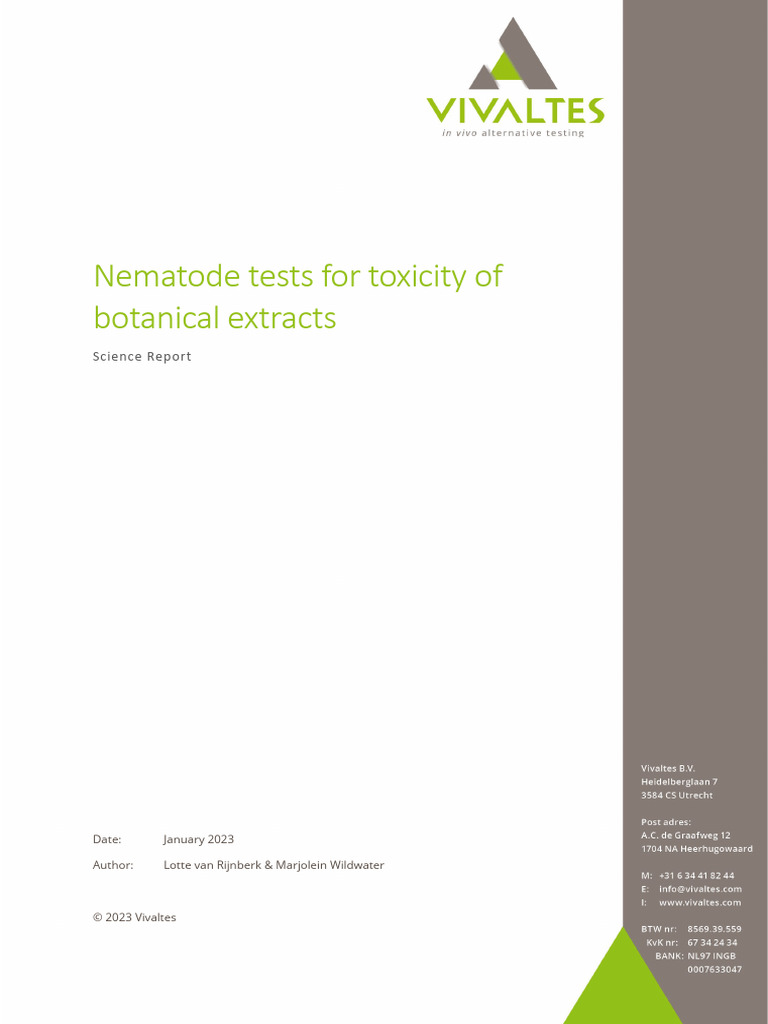 Vivaltes Nematode BSC Tox Report | PDF | Assay