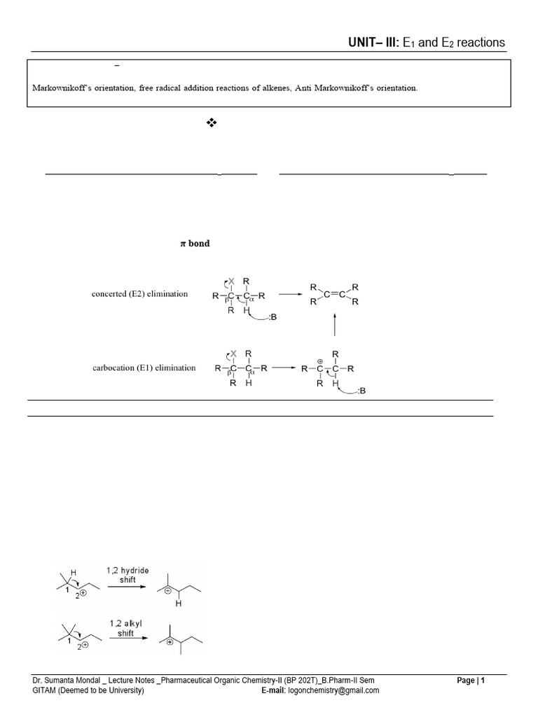 E1 and E2 Reactions in Organic Chemistry | PDF | Alkene | Chemical ...