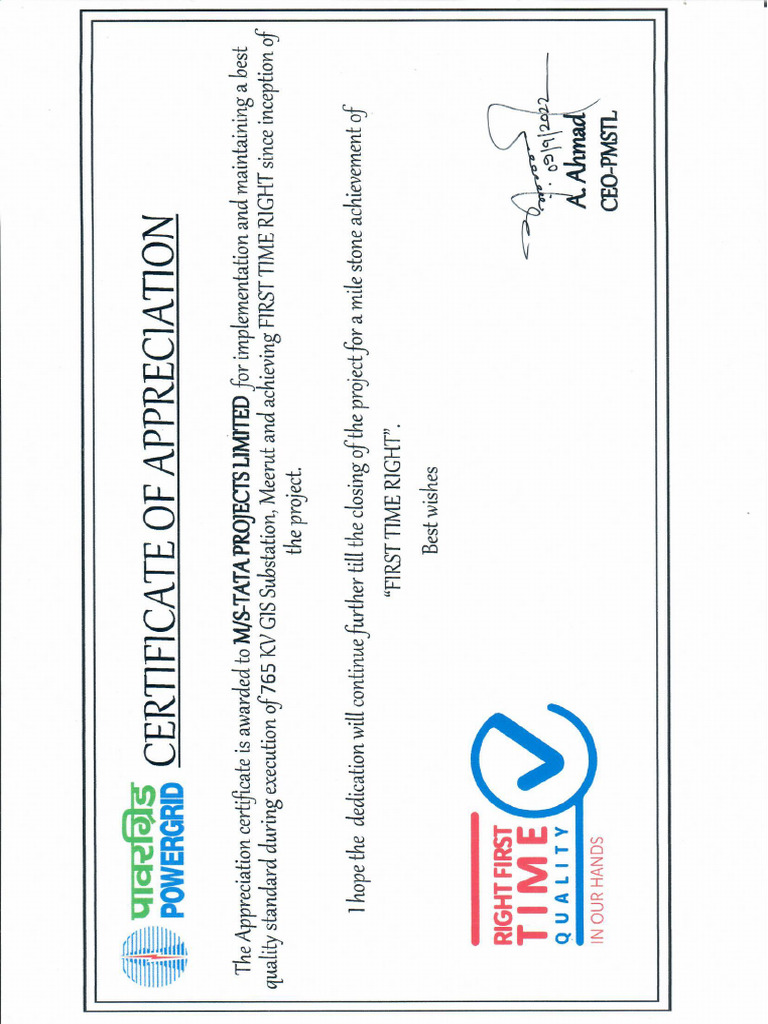 PGCIL Certificate | PDF