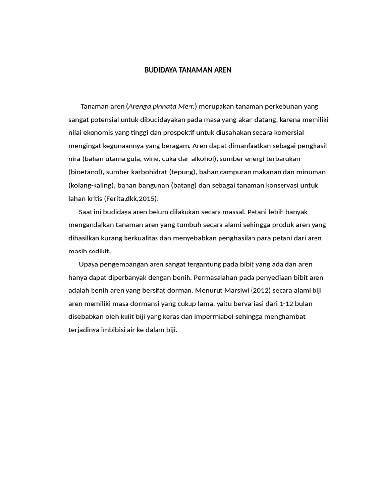 Budidaya Tanaman Aren | PDF