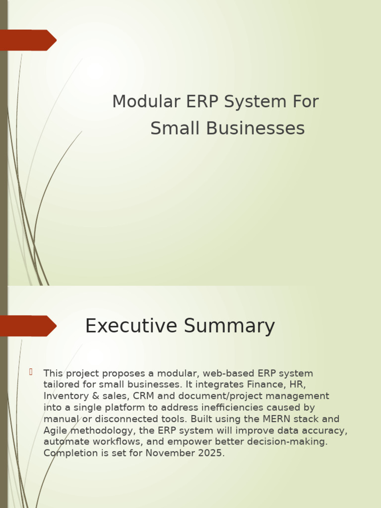 Modular ERP Project Presentation | PDF | Enterprise Resource Planning ...