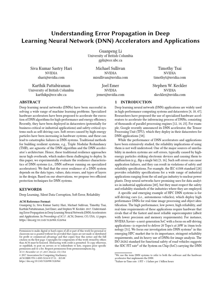 SC17 DNN Resilience | PDF | Deep Learning | Computer Architecture