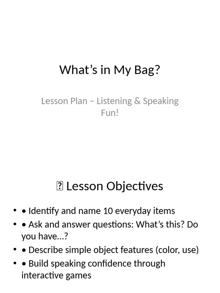What S in My Bag Lesson Plan | PDF