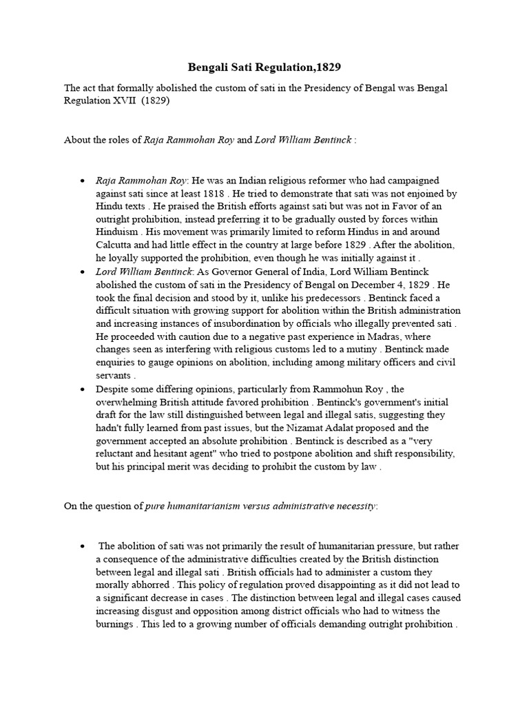 Bengali Sati Regulation | PDF | British Raj