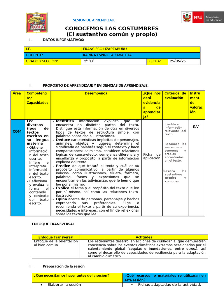 Sustantivo Propio y Comun | PDF | Perú | Aprendizaje
