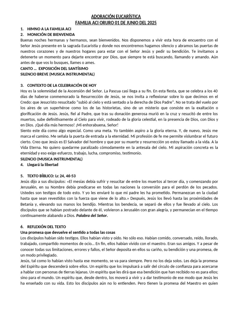 Adoración Eucarística | PDF | eucaristía | Jesús