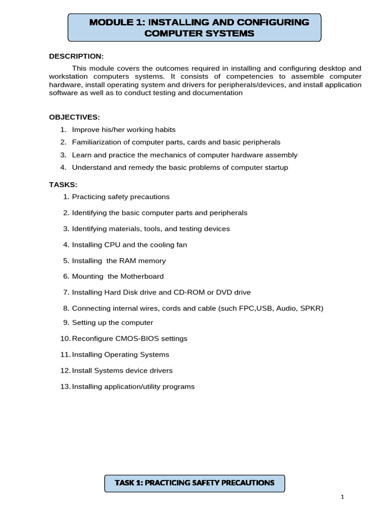 Module 1 - Install and Configure Computer Systems | PDF | Bios | Booting