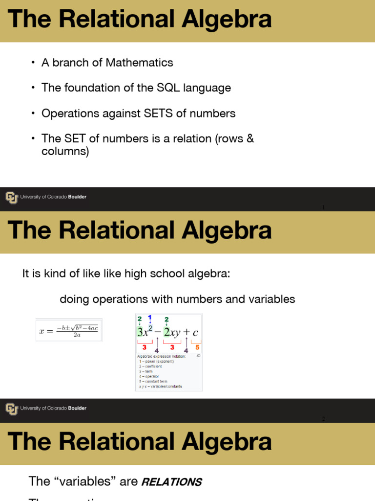 SLIDES M1 TheRelationalAlgebra v1 | PDF