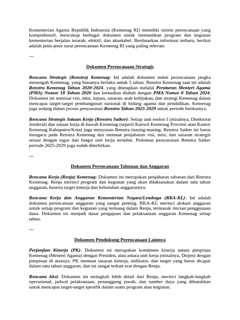 Tata Persuratan Perencanaan Kemenag RI | PDF