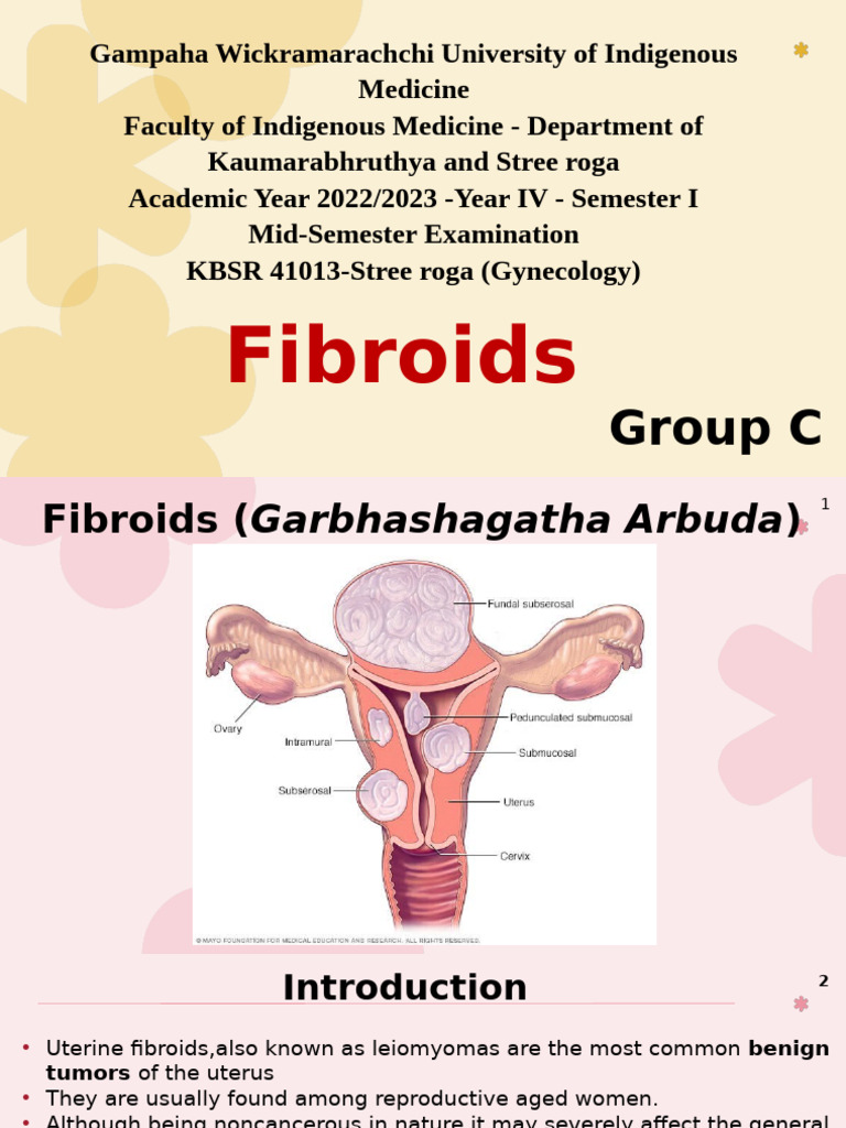 Group C - Fibroids Final-2 | PDF | Menstruation | Uterus