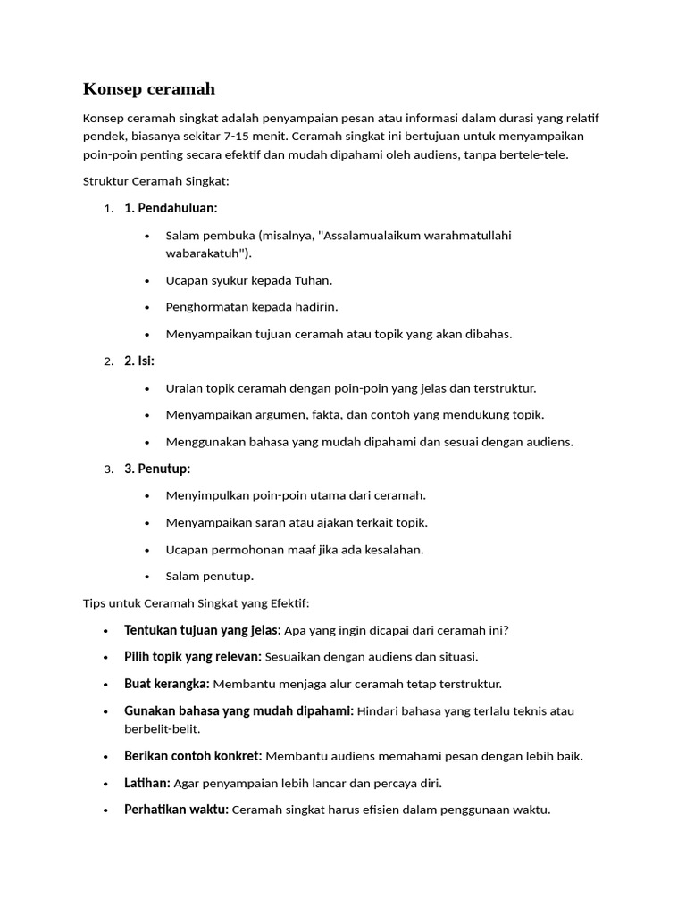 Konsep Ceramah | PDF