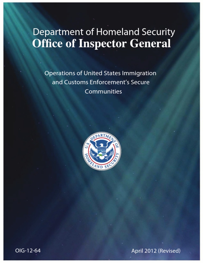 DHS Inspector General Report: Operations of Secure Communities | PDF ...