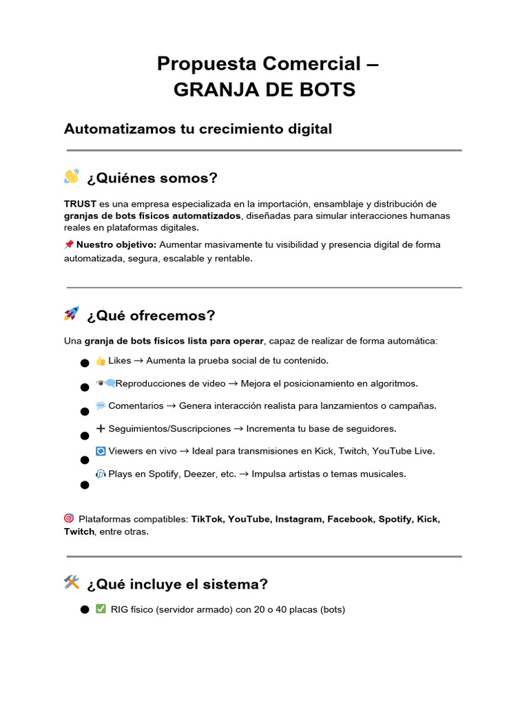 ? Propuesta Comercial - TRUST (RIGS) 2804 PDF | PDF | Spotify | Internet Bot