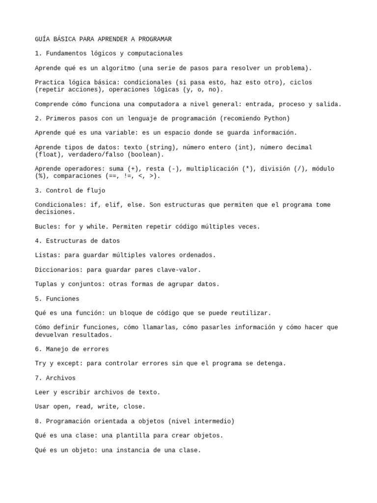 Guía Básica para Aprender A Programar | PDF