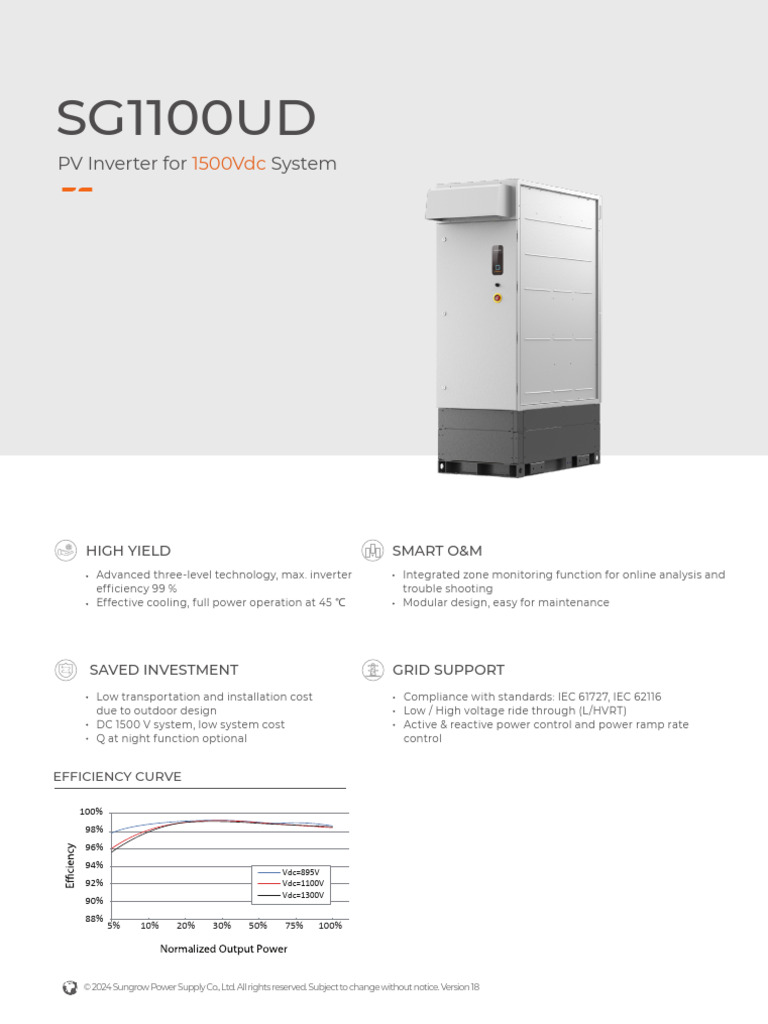 SG1100UD PV Inverter Datasheet | PDF | Power Inverter | Power Supply