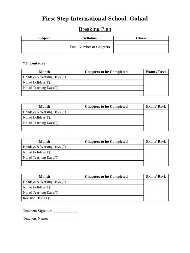 Breaking Plan | PDF