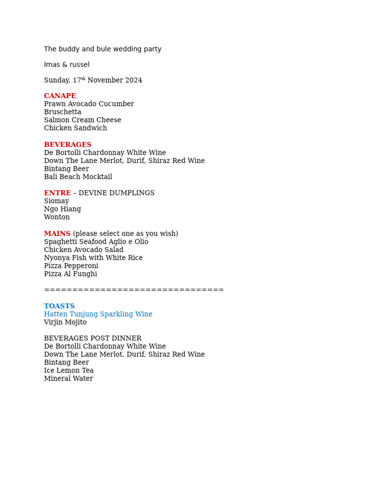 The Buddy and Bule Wedding Party | PDF