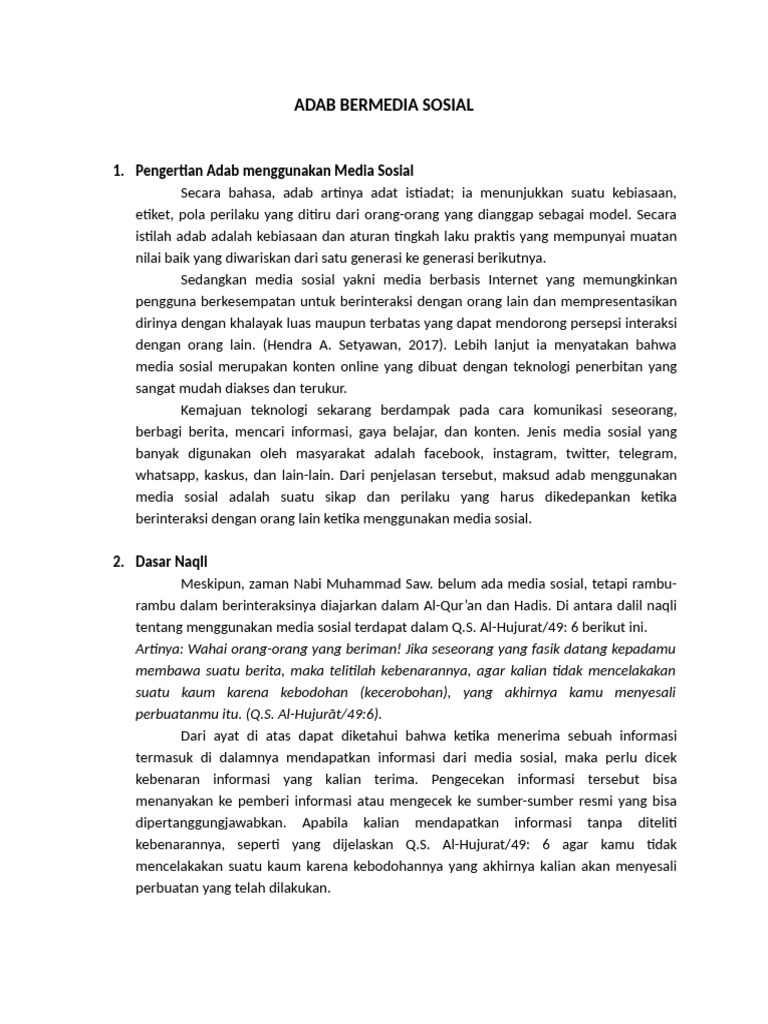 Materi Adab Bermedia Sosial | PDF