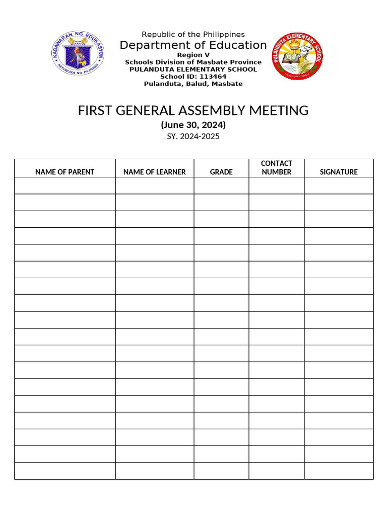 First General Assembly Attendance | PDF