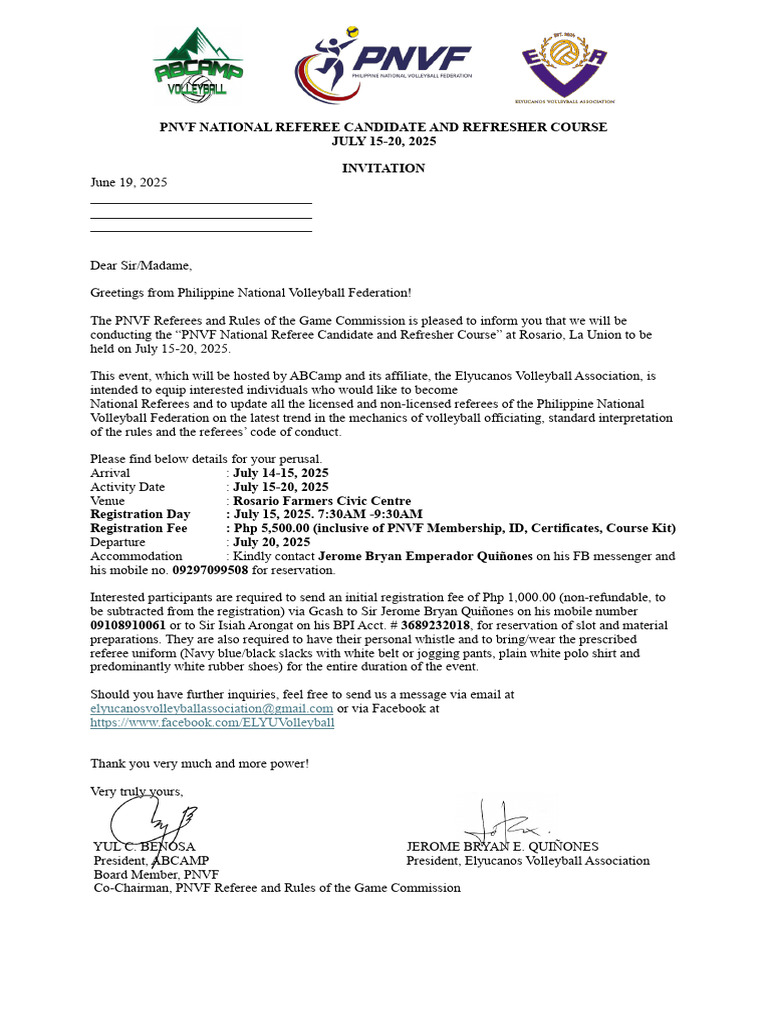 PNVF National Referee Candidate and Refresher Course | PDF