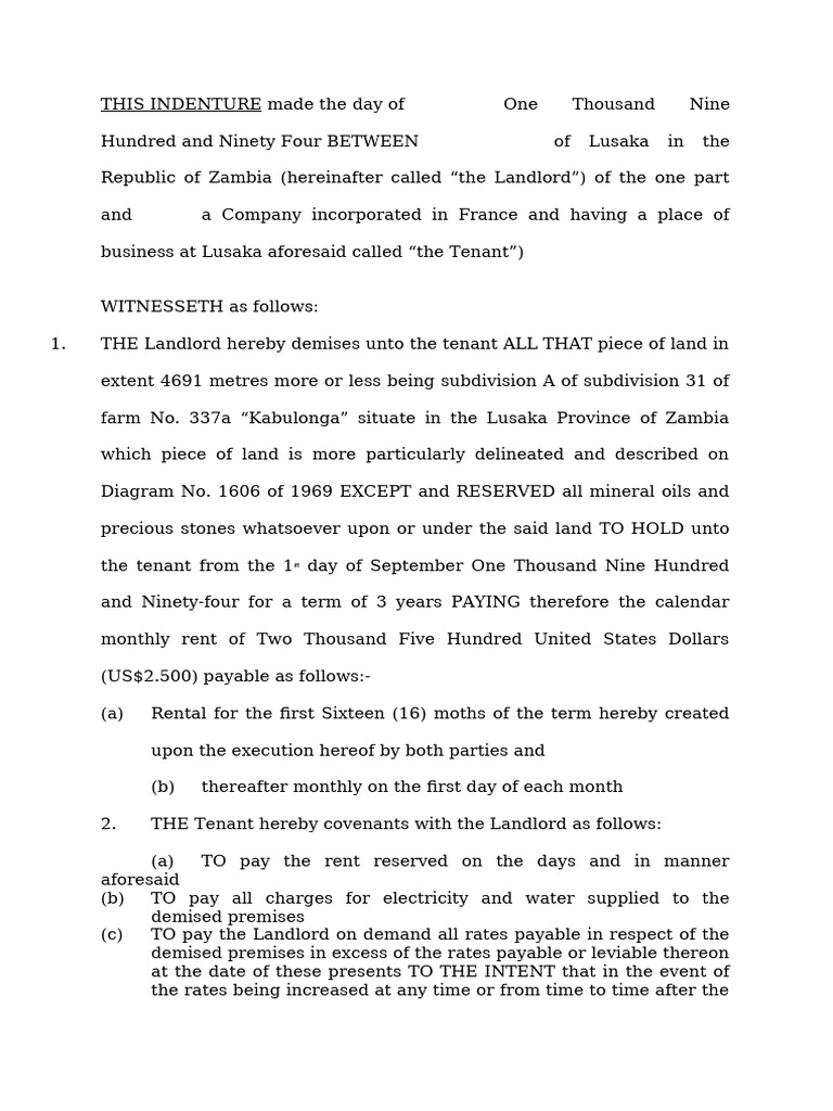 THIS INDENTURE Made The Day of One Thousand Nine Hundred and Ninety ...