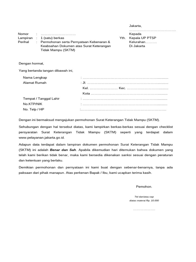 55 - Formulir SKTM | PDF