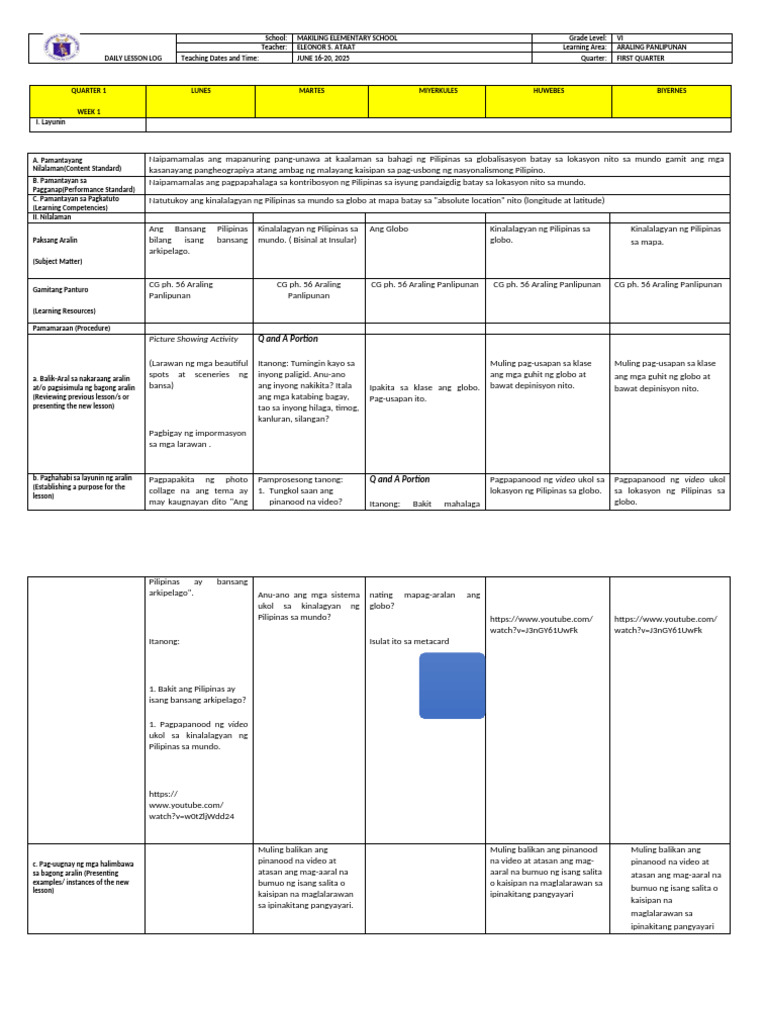 Q1 AP 6 Week 1 July 29 Aug 2 2024 | PDF